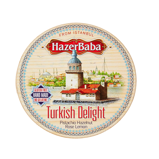 Hazer Baba Turkish Delight Assorted Wooden Drum Rose, Lemon, Pistachio ...